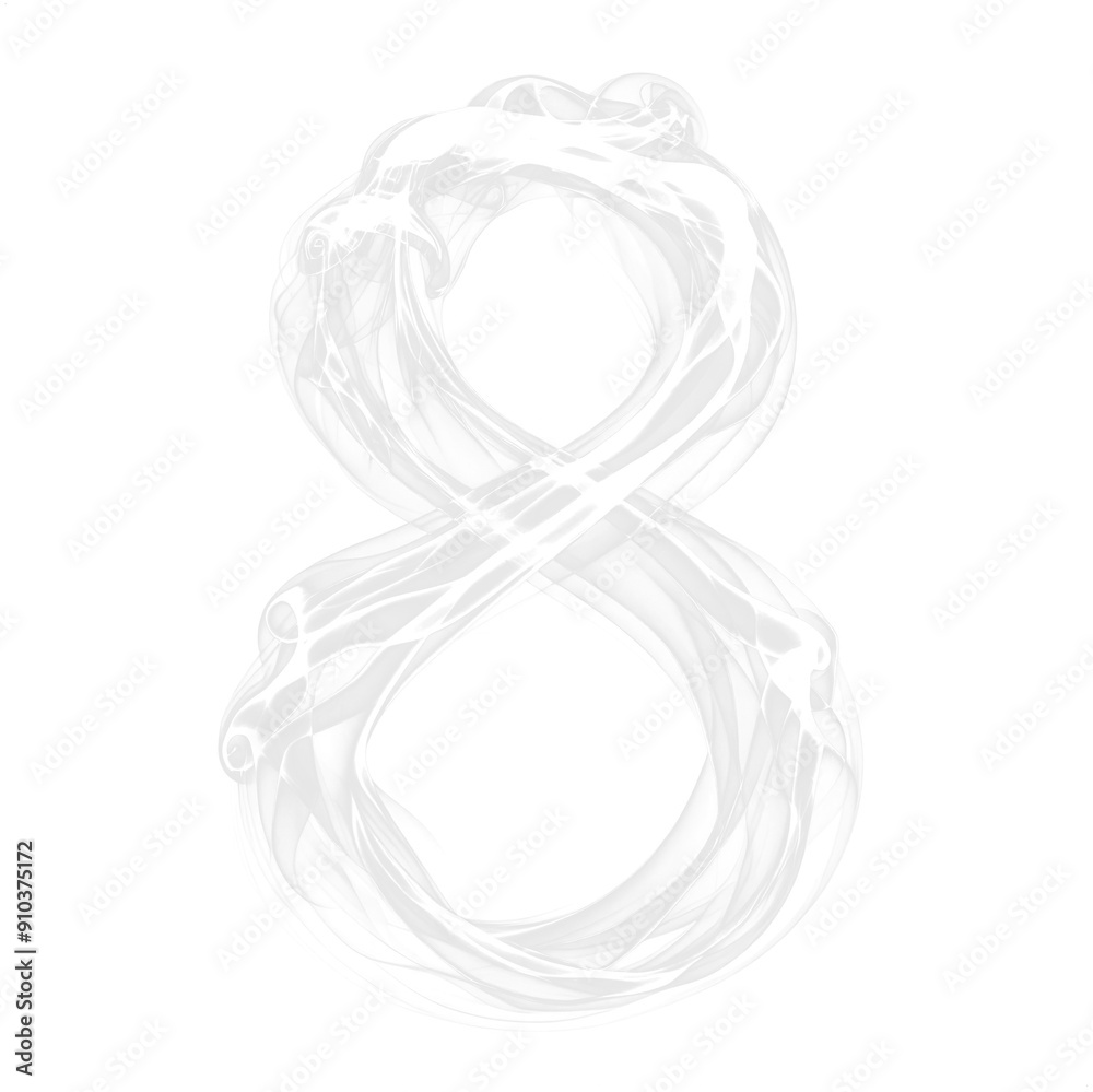 Number Eight made of smoke. White smoke alphabet collection with ...