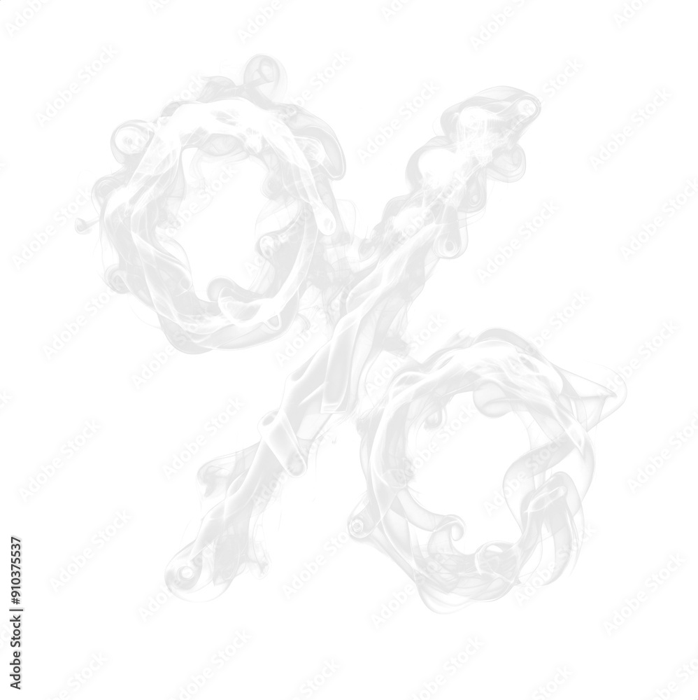 Percentage mark made of smoke. White smoke alphabet collection with ...