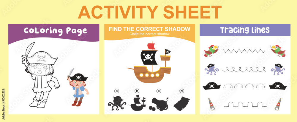 Activity sheet for children. 3 in 1 Educational printable worksheet ...