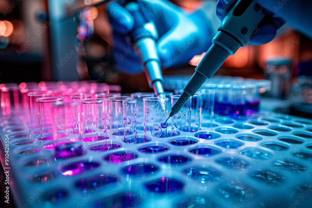 Macroscopic View of Scientist Using Micropipette for Sample Preparation ...
