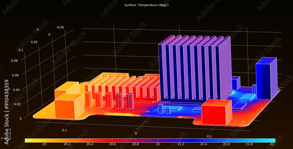 Computer 3d Modeling Of The Temperature Distribution On The Surface Of The Printed Circuit Board