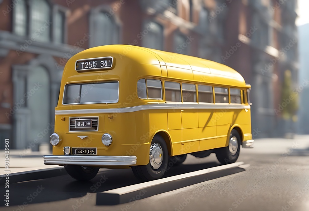 bus yellow white rendering cartoon 3d background transportation ...