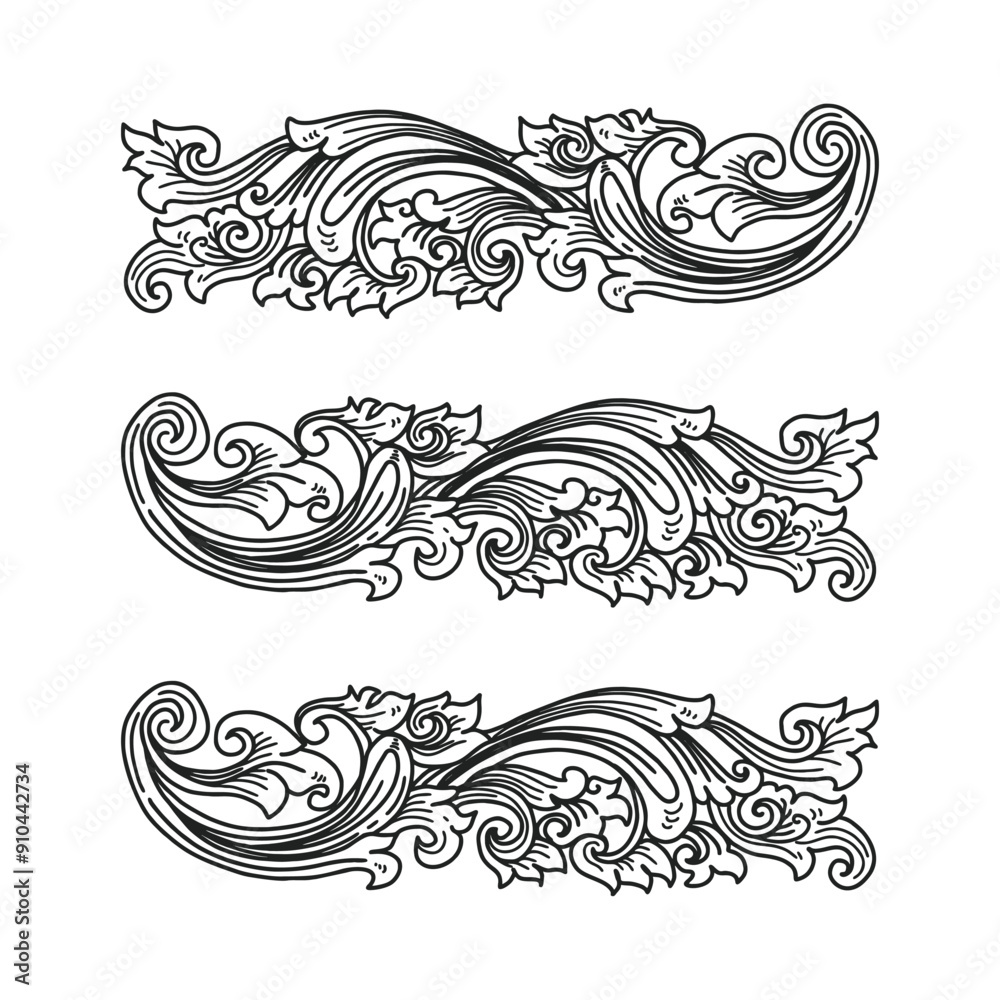 Patra Motif Ukiran Bali Vector Illustration Stock Vector | Adobe Stock