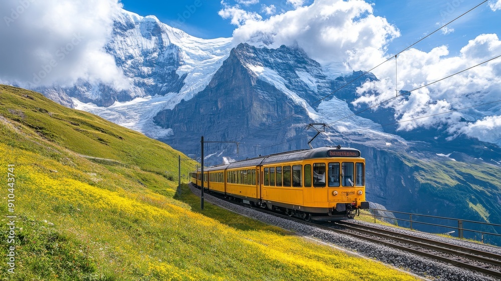 Traditional Swiss Electric Train from Kleine Scheidegg to ...