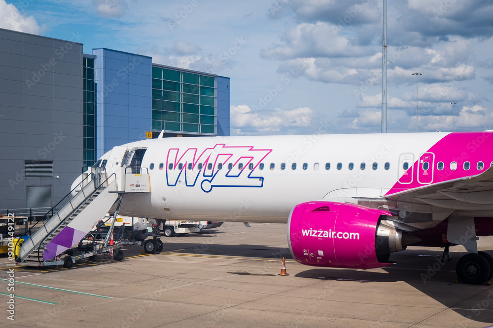 London, UK - July 26, 2024: Wizz air airplane at Luton airport. Wizz ...