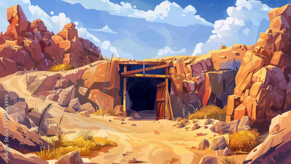Entrance to the Gold Mine Horizontal Background Cartoon Environment for ...