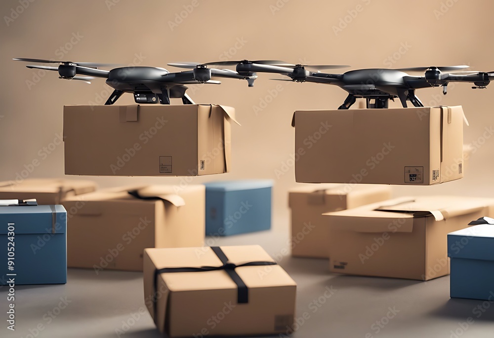 drones air cardboard delivery carrying fast boxes concept drone ...