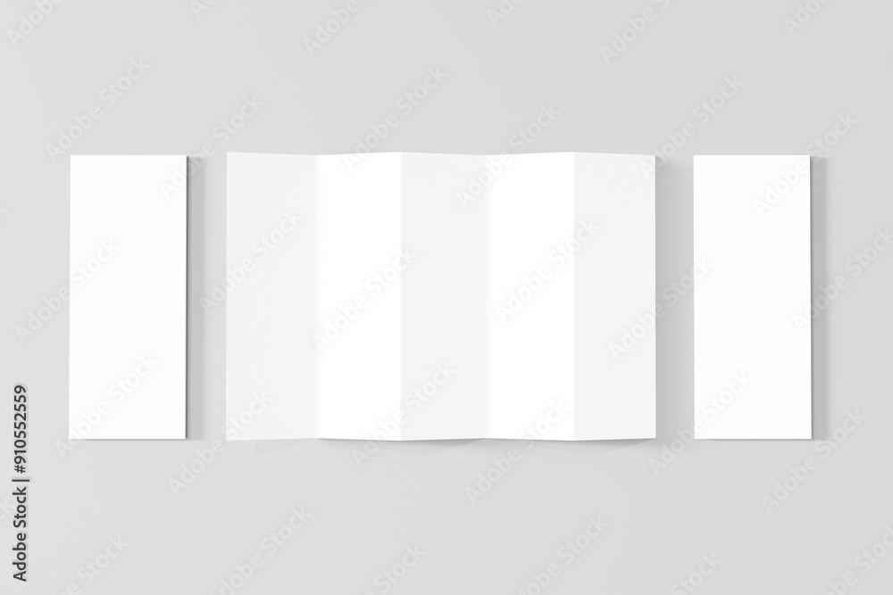 White A4 trifold paper brochure mockup, Blank tempate, Leaflet ...