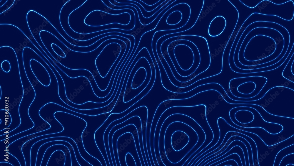 Abstract digital topographic contour map concept, neon light ...