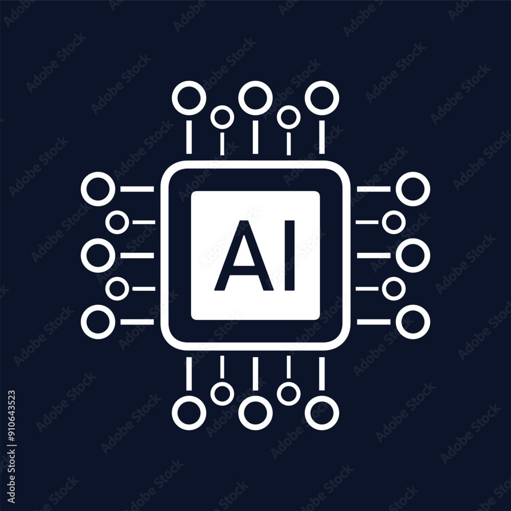AI (artificial intelligence) icon. processor chip vector icon symbol for graphic design, logo ...