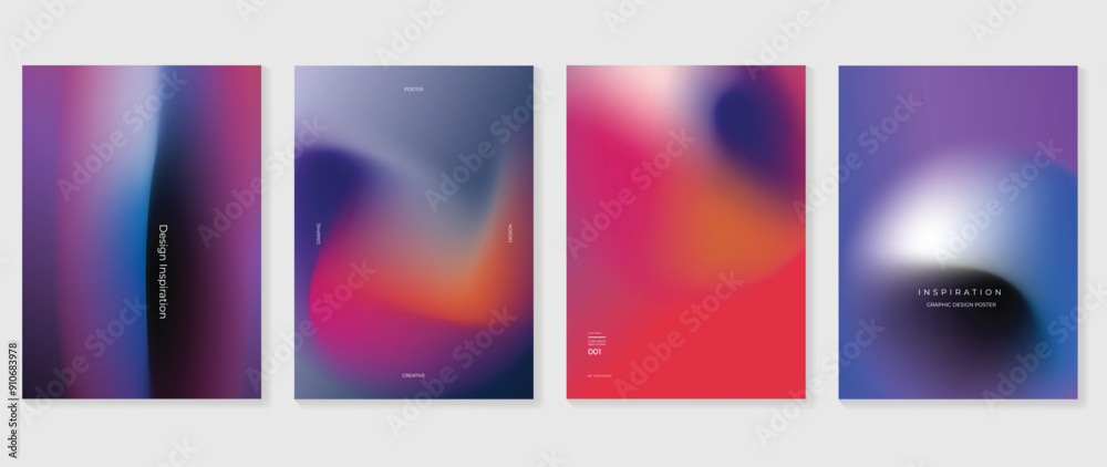 Modern gradient poster background vector set. Minimalist style cover template with monotone ...