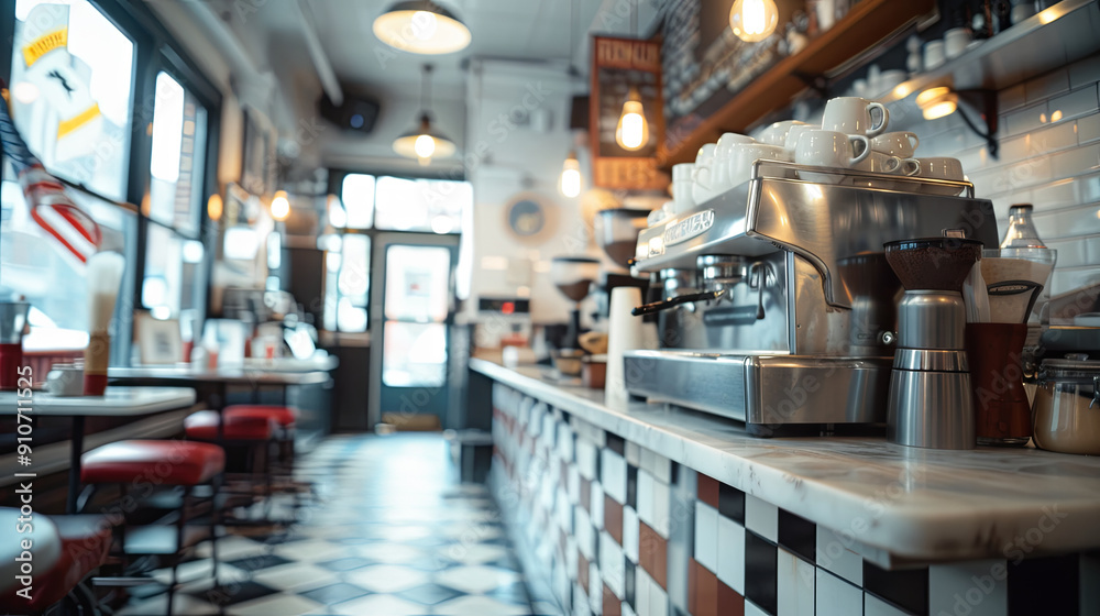 Empty coffee shop interior furniture beverage restaurant cafe counter ...