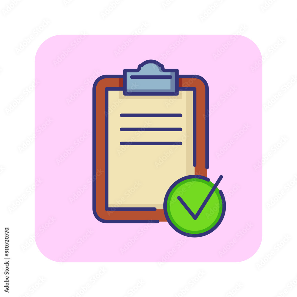 Checklist line icon. Checkbox, check, tick, clipboard. Office supply ...