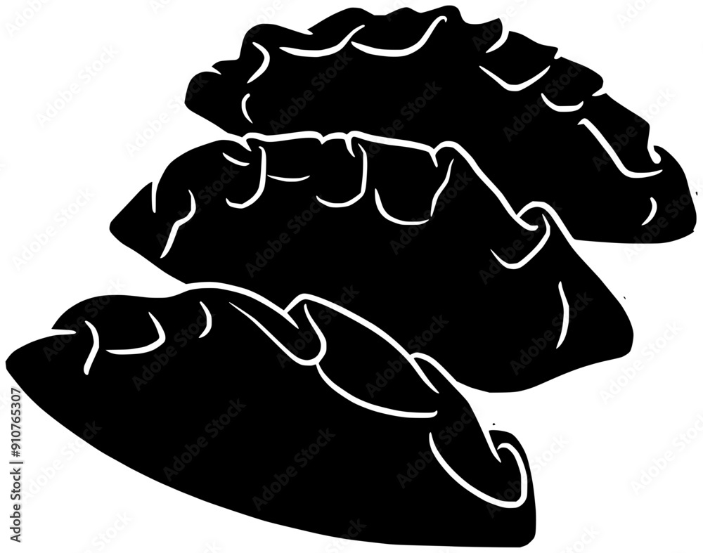 fried illustration traditional silhouette dumplings logo food icon ...