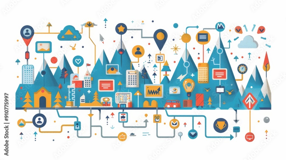 Cartoon vector customer journey map highlighting touchpoints and ...