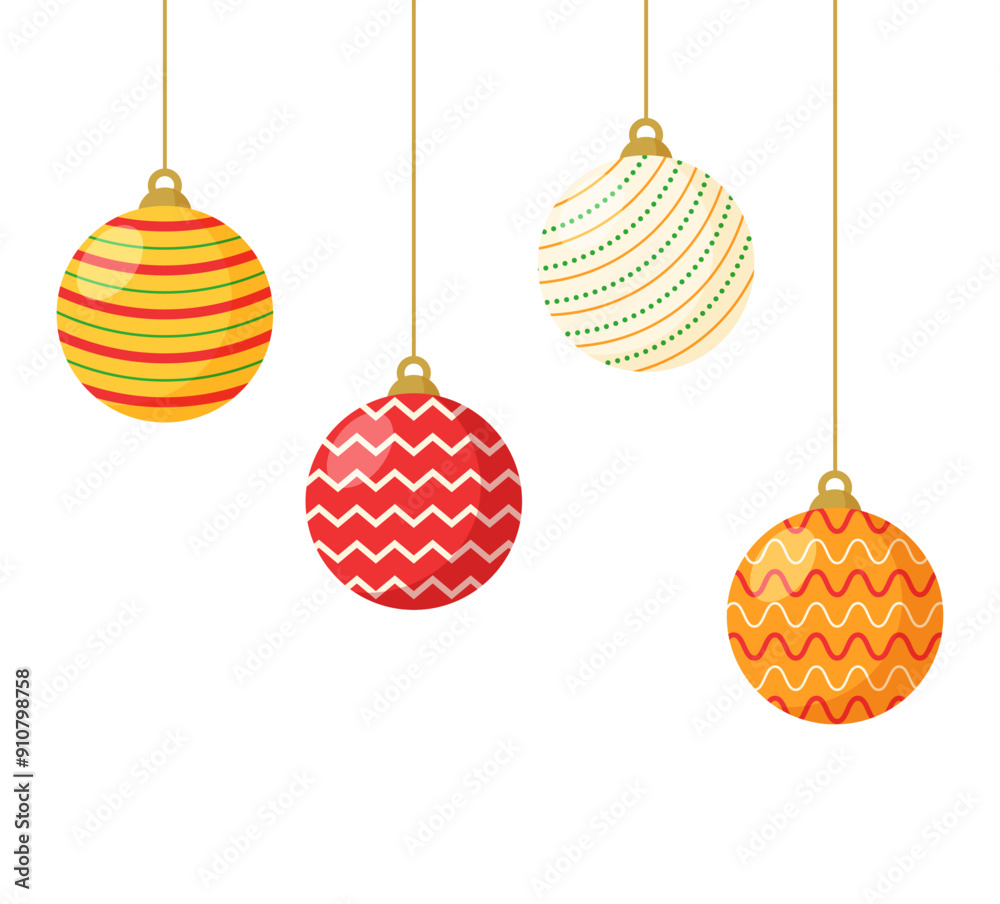 Round christmas balls hanging Stock Vector | Adobe Stock
