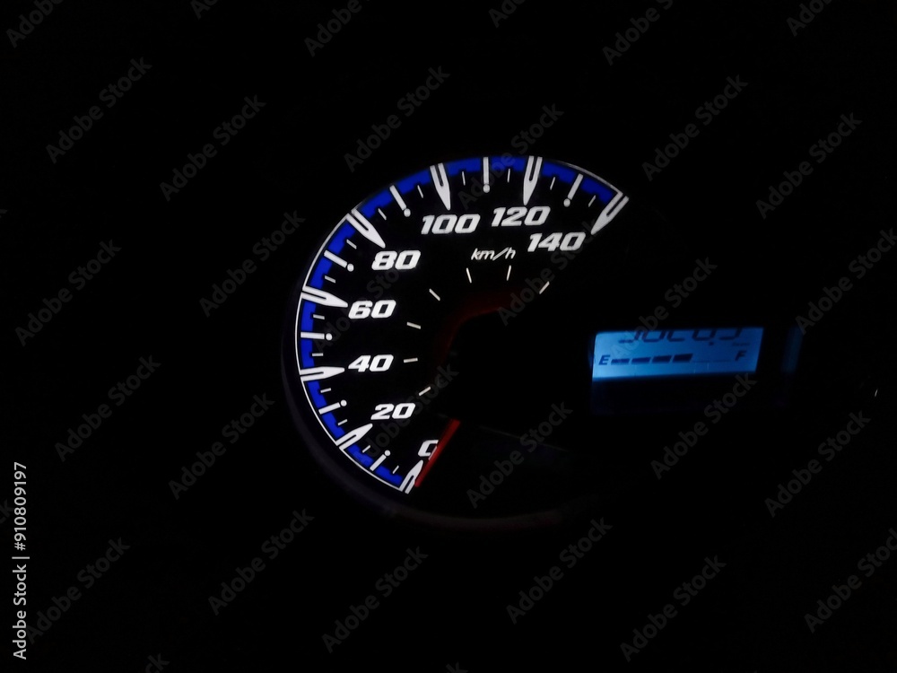 speedometer on black background. motorbike speedometer panel in the ...
