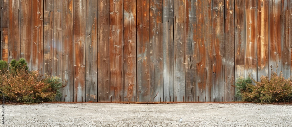 Retrospective outdoor decor featuring a brown vintage wooden panel as a ...