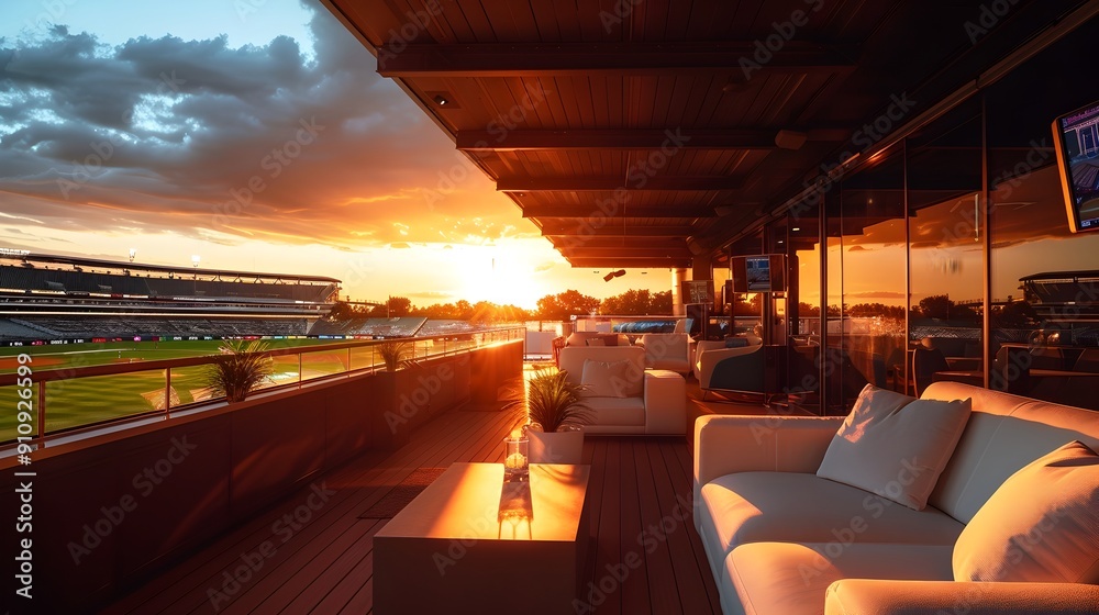 Stunning Sunset Illuminates VIP Lounge at Magnificent Stadium Venue ...