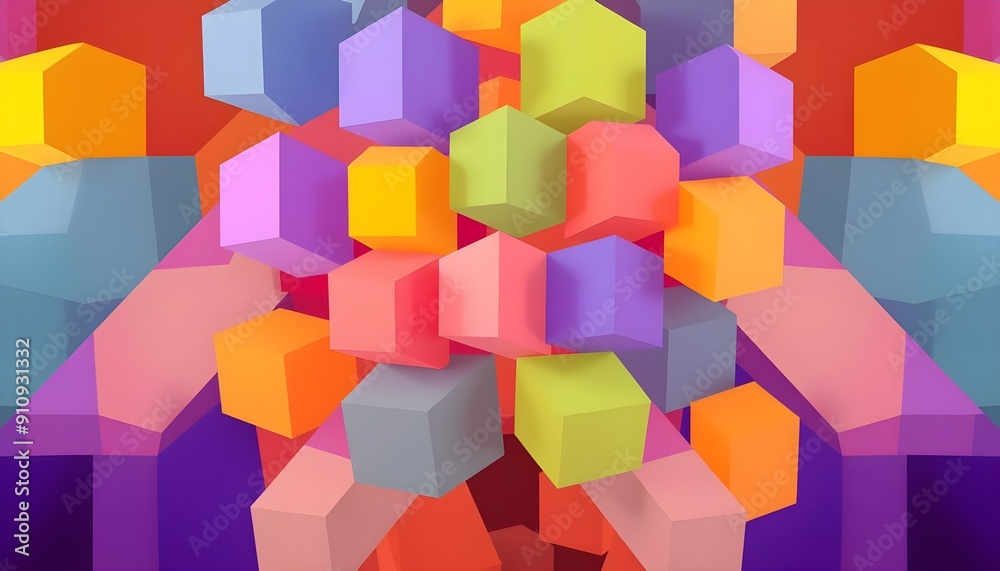 A stylish abstract background with a cascade of overlapping cubic ...