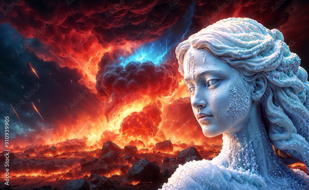 High detailed art illustration biblical theme. Lot's wife turned into a ...