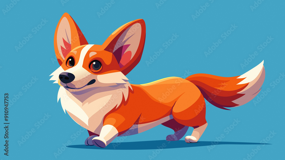 Illustration of a corgi done in a colorful manner. The Corgi is shown ...