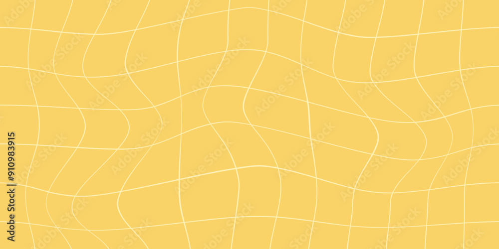 Y2k Retro Background Yellow Checkered Wavy Swirl Chess. Trendy Vector ...