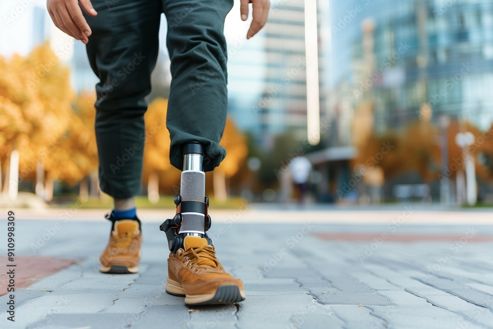 Bionic leg prosthesis. Lower limb prosthetics. Modern medicine. Smart ...