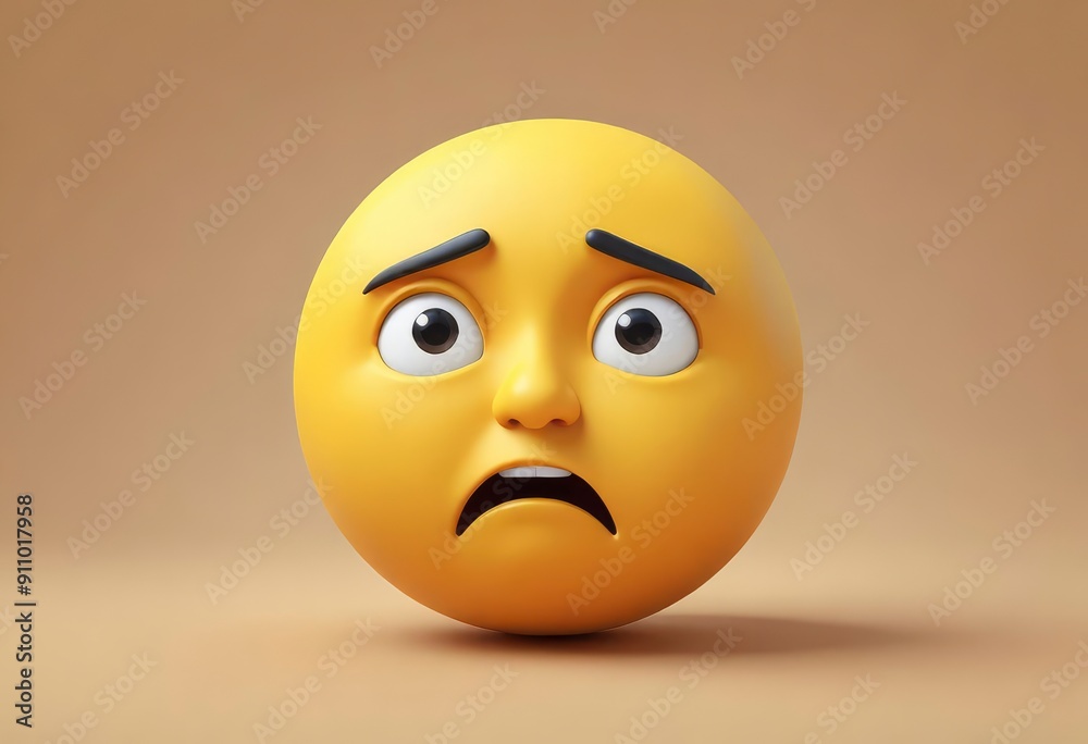 Three-dimensional thinking face emoji. Confused or contemplative face ...