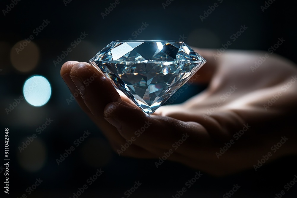 Hand presenting a diamond icon labeled 'Excellence,' emphasizing ...