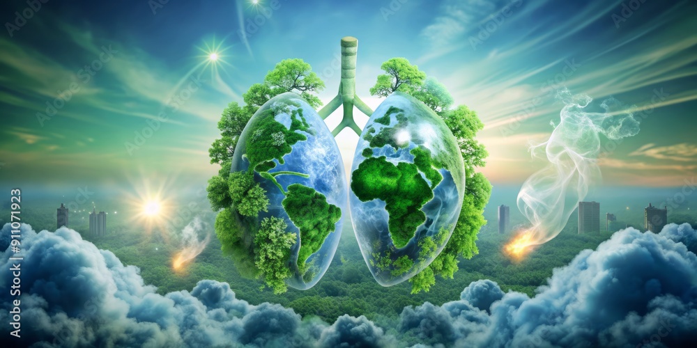 Air pollution with CO2 emissions and influence for health. Concept in ...