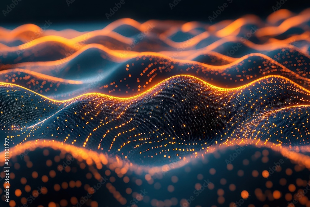 abstract digital landscape representing an it roadmap glowing nodes and ...