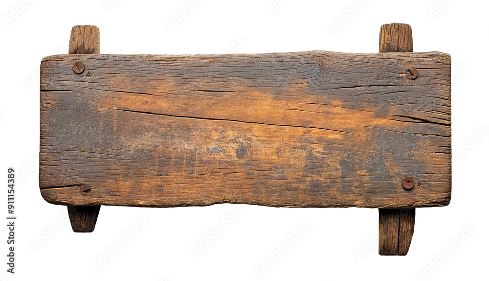 old weathered wood sign plate board isolated on white transparent ...