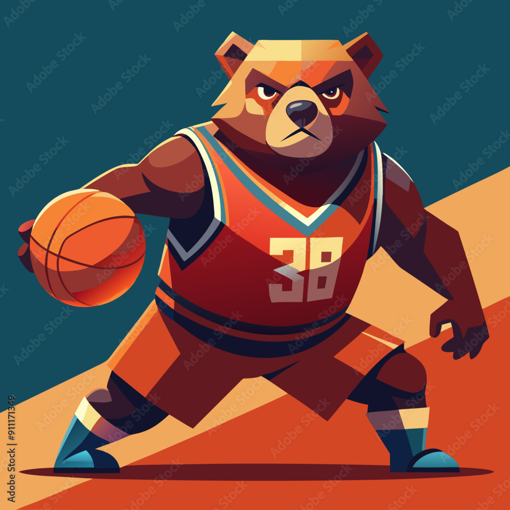 cartoon vector illustration basketball bear Stock Vector | Adobe Stock