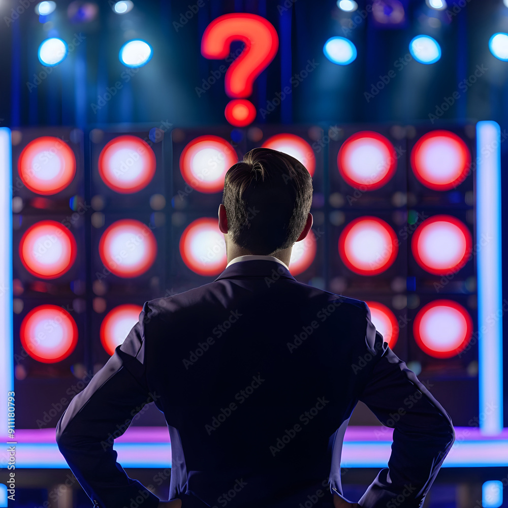 Game Show Host with Question Mark Stock Photo | Adobe Stock