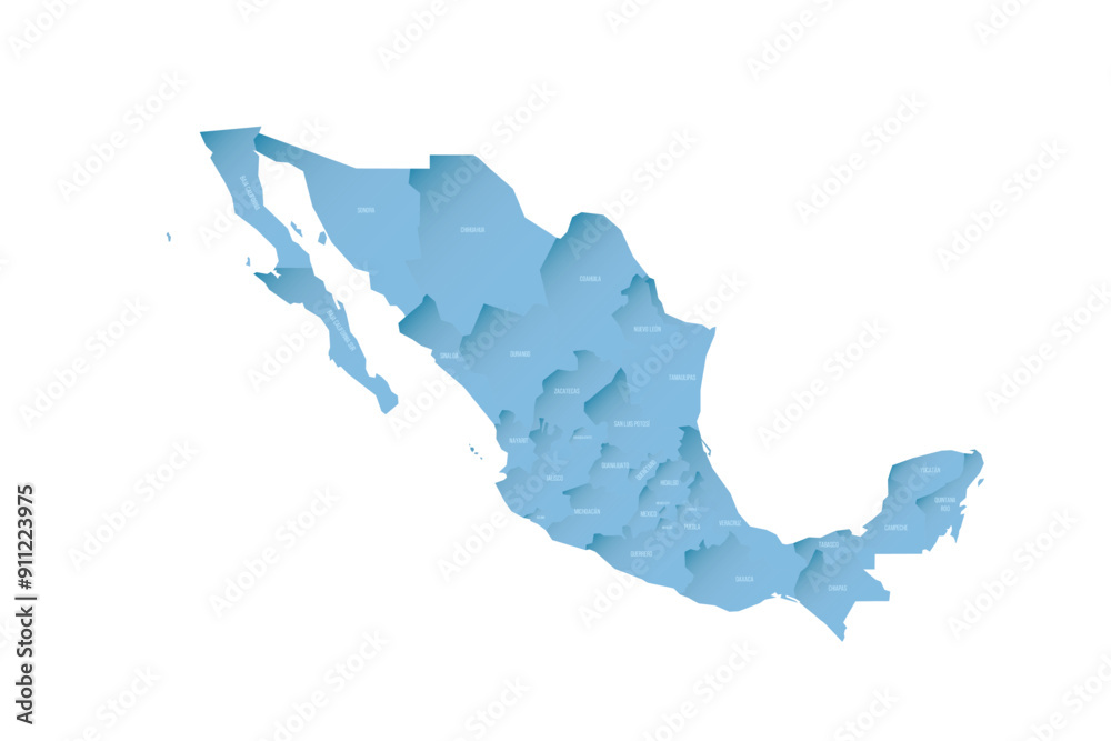 Mexico political map of administrative divisions - states and Mexico ...