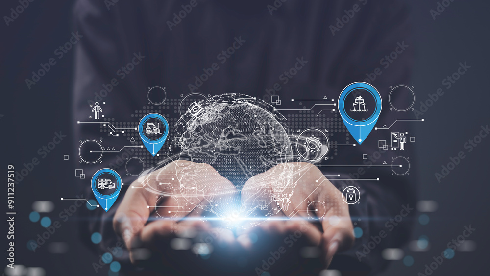 Targeting customer relationships in business concept. Features global ...