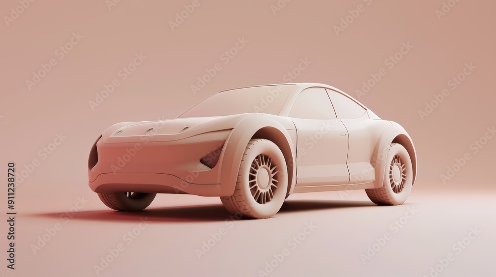 Clay Render: Electric Car - Sleek and modern EV sedan, rendered in ...