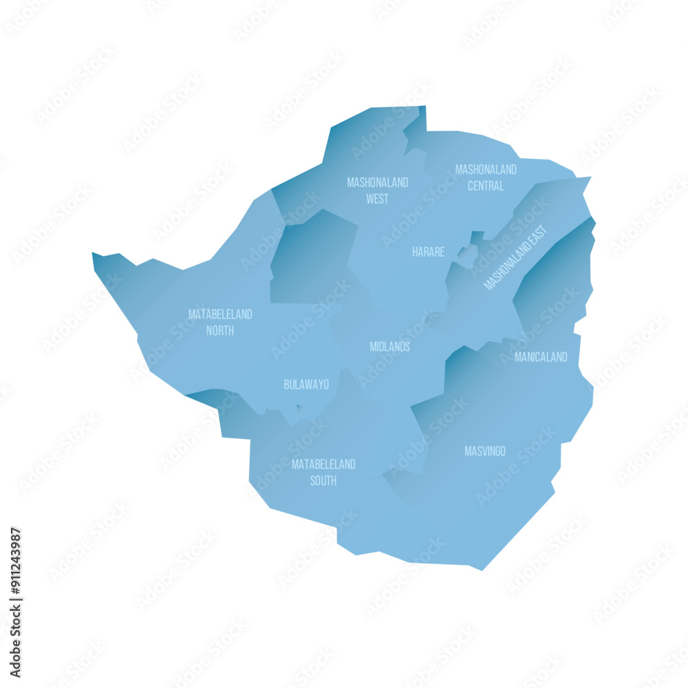 Vetor Zimbabwe political map of administrative divisions - provinces ...
