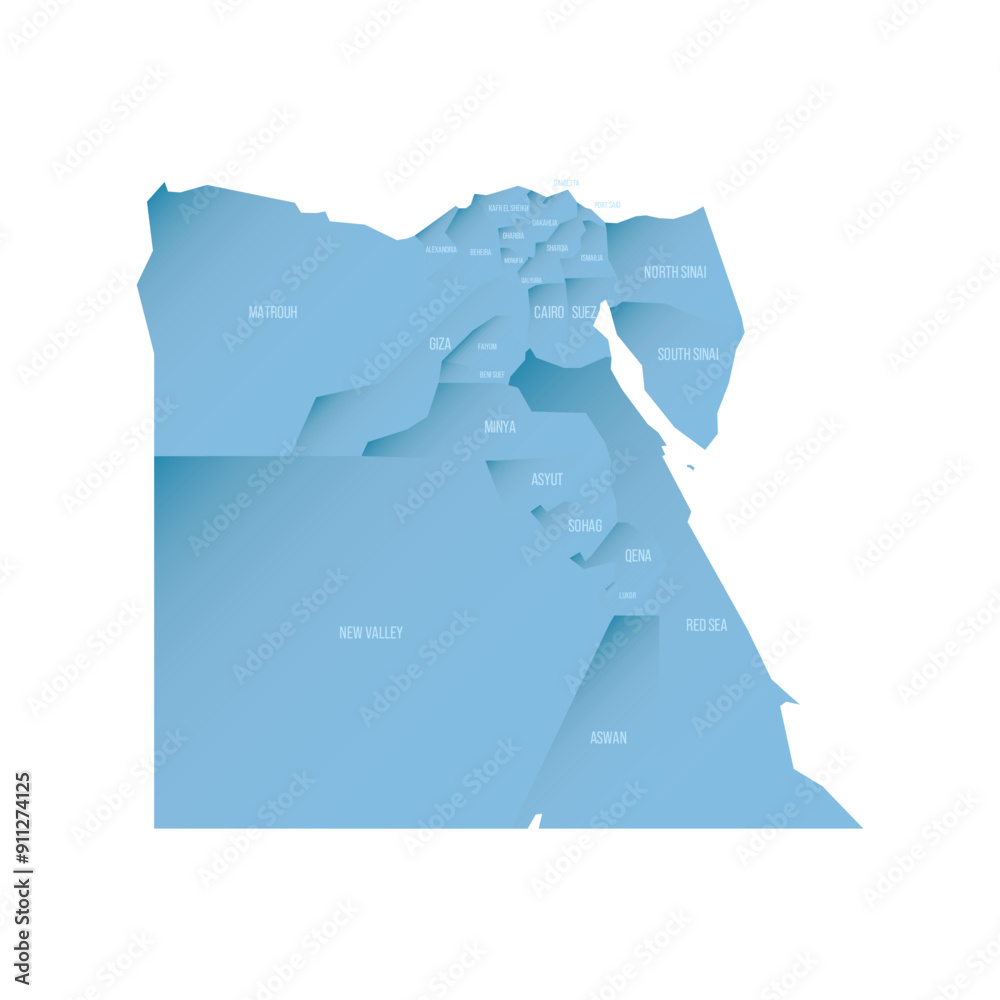 Egypt political map of administrative divisions - governorates. Shaded ...