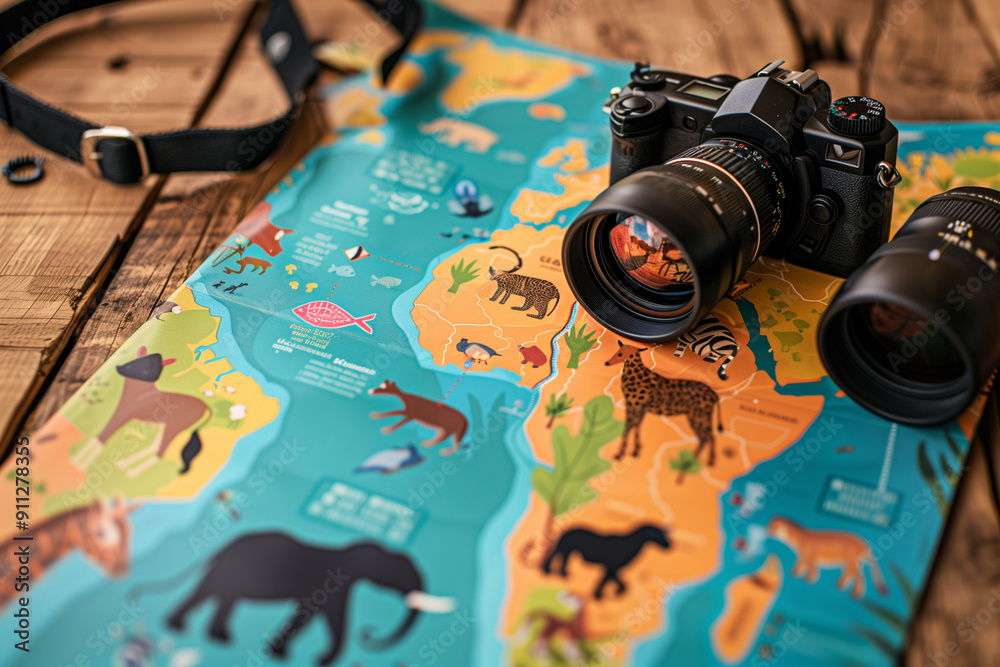 Colorful zoo map with various animals Stock Photo | Adobe Stock