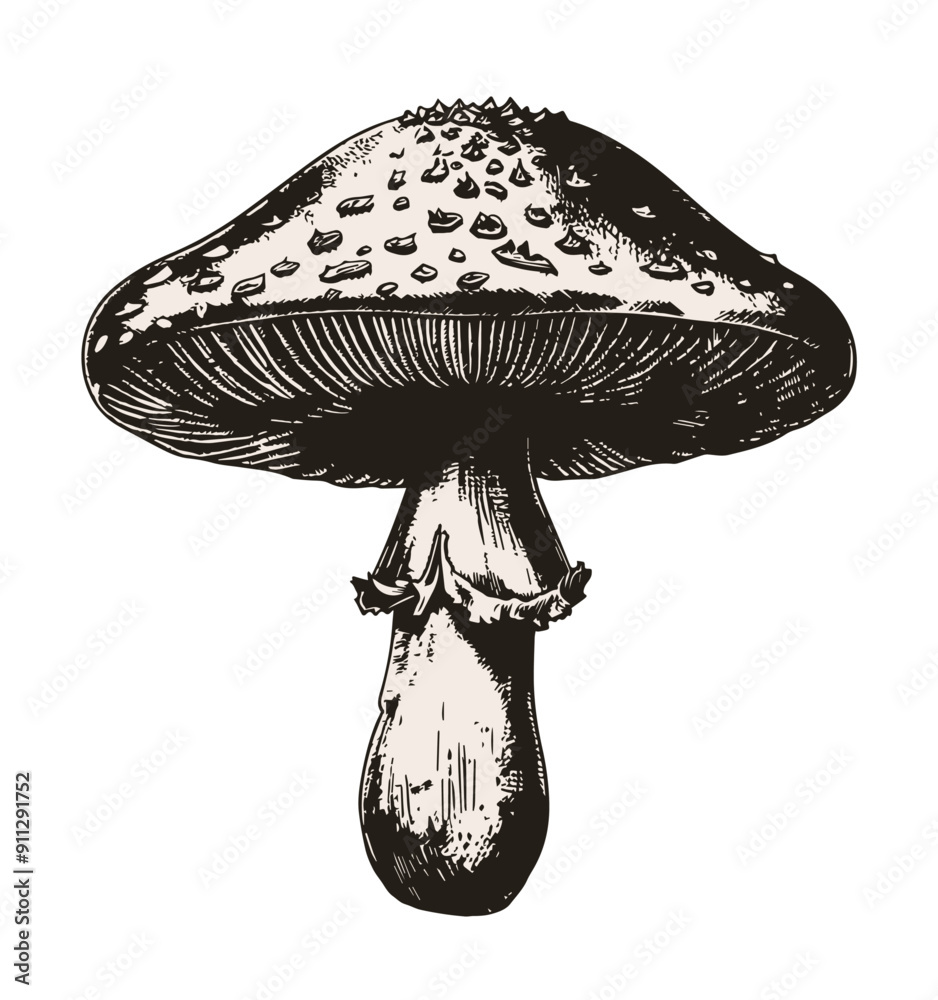 vintage engraved mushroom isolated on white background Stock Vector ...