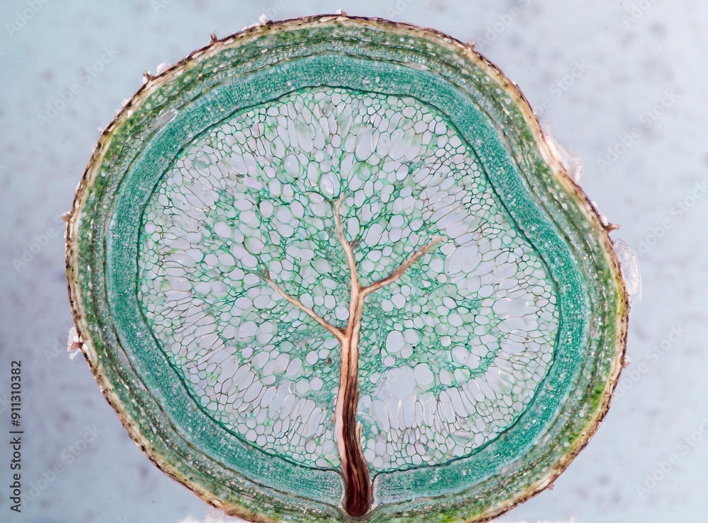 Cross-section Dicot, Monocot and Root of Plant Stem under the ...