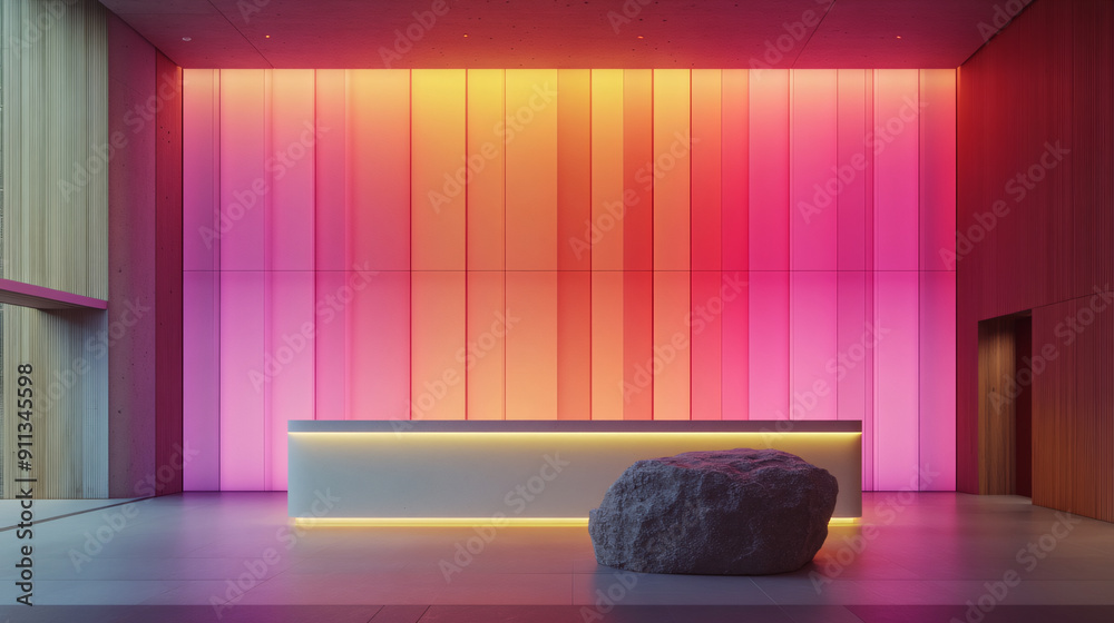 architectural photography, perspective, interior space, vertical light ...