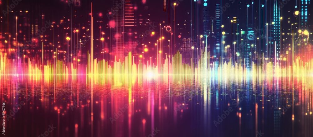 Audio waveform illustration featuring digital equalizer technology ...