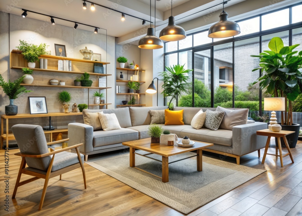 Modern living room setup with stylish furniture, decorations, and ...