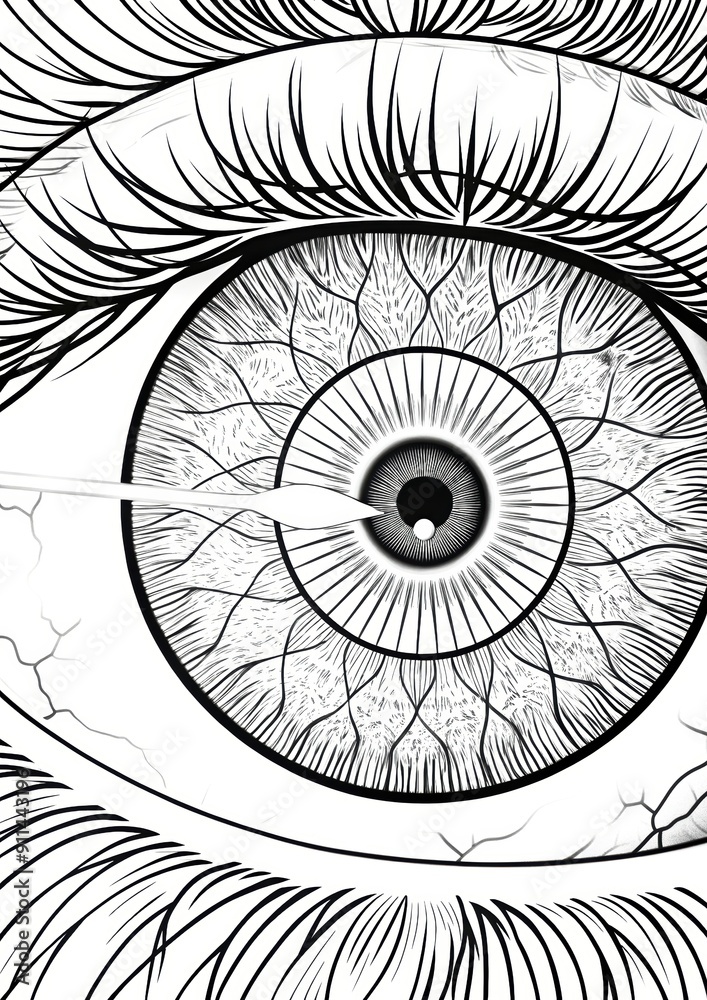 Laser Eye Surgery Themed Coloring Page for Adult Colorists Stock ...