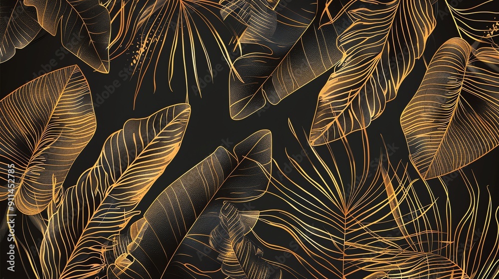 gold leaf outline on black background Stock Illustration | Adobe Stock