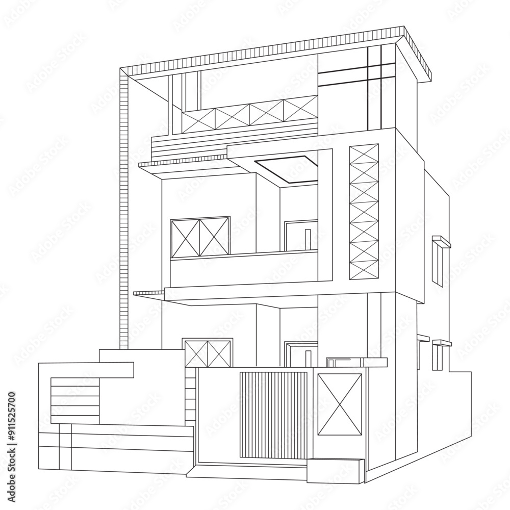 Black and white vector city building line art vector design ...