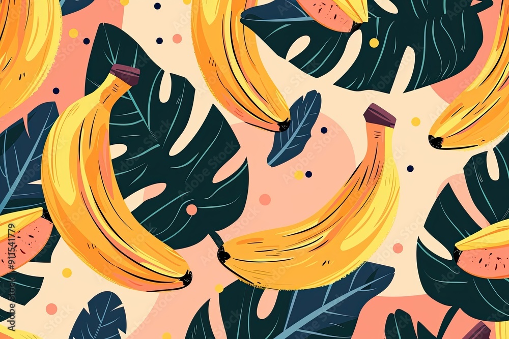 Banana pattern flat design front view tropical theme animation Split ...